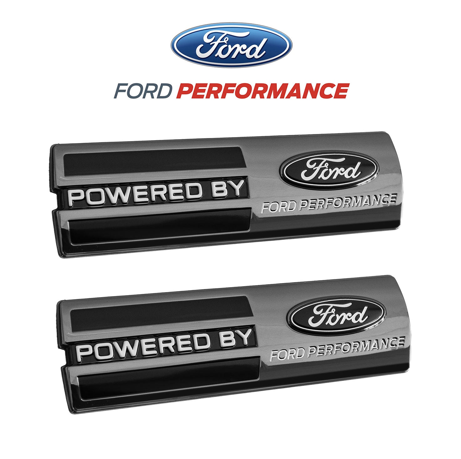 OEM Powered By Ford Performance 5.5" Fender Emblems Badges Two Tone Bl ...