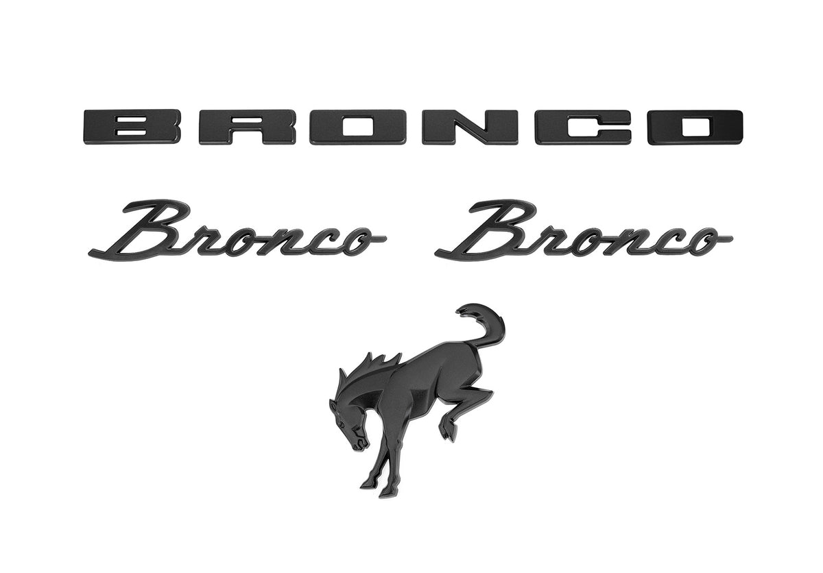 2021-2025 Bronco OEM Matte Black Fender, Rear Trunk Emblems & Front Gr ...
