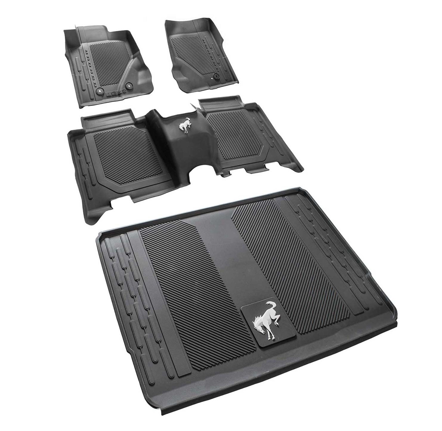 2021-2024 Bronco 4-Door OEM Front, Rear & Cargo 5pc Rubber Floor Mat L ...
