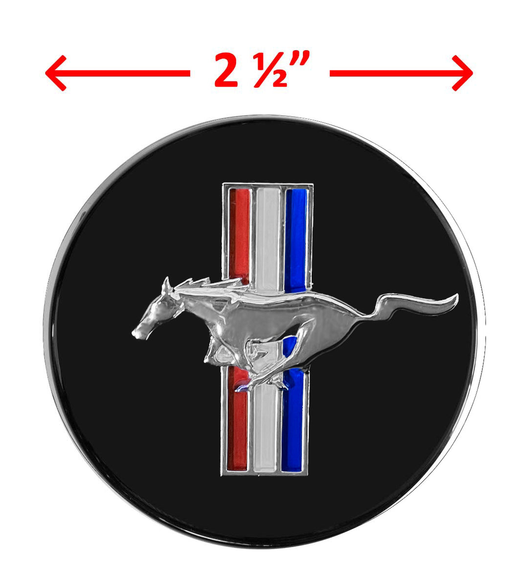 1994-2004 Ford Mustang 2.5" Tribar Running Horse Wheel Center Caps Bla ...