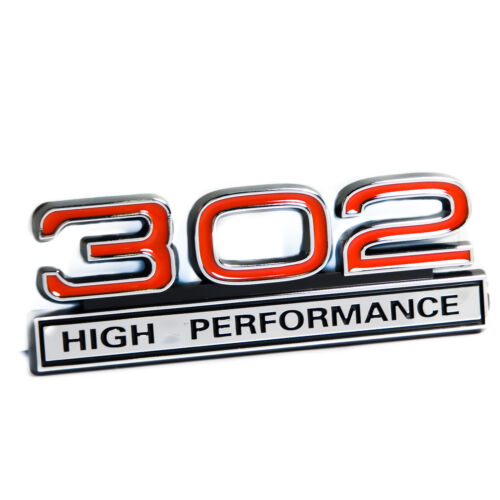Ford Mustang 5.0L 302 High Performance Fender Emblem in Chrome & Red 4 ...