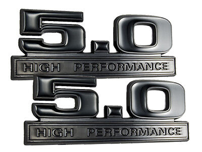 Two Tone Glossy & Matte Black 5.0 High Performance Emblems Logo Badge ...