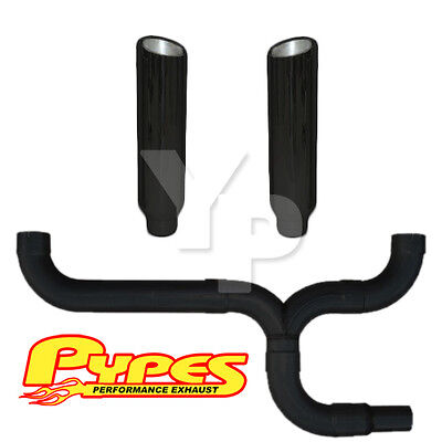 8" Slant Black Double Stack Stainless Pypes Exhaust Kit Chevy 2500 350 ...
