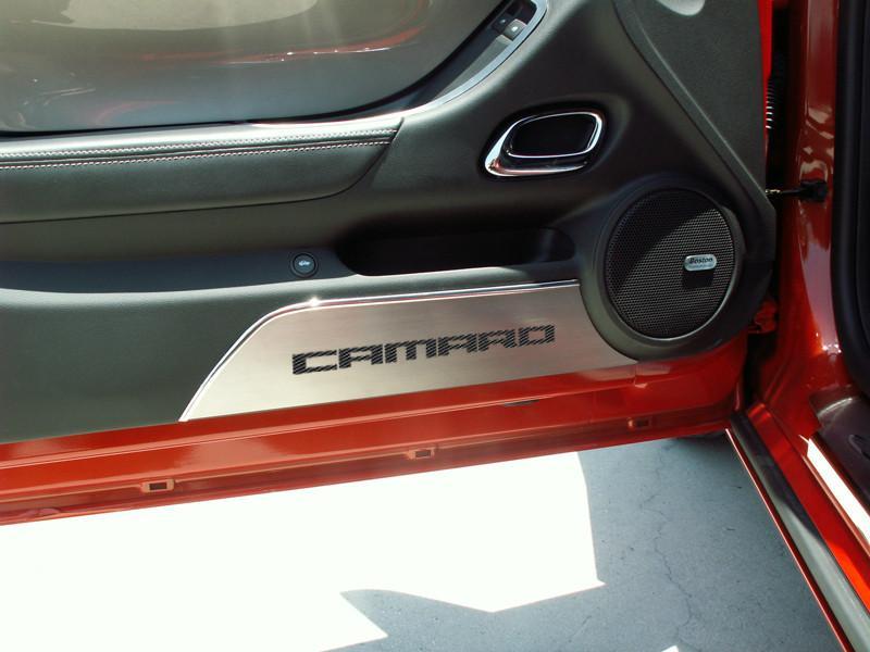 2010-2015 Chevy Camaro Door Panel Kick Plate w/ Camaro Carbon Fiber St ...