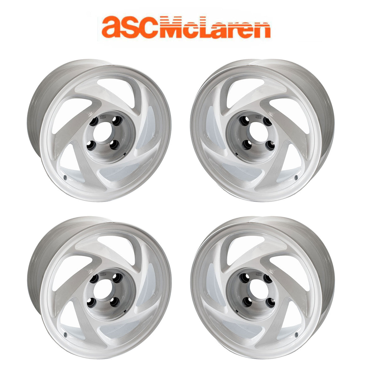 1989-1990 ASC McLaren NOS Mustang OEM White 15" x 7" RH & LH Wheels Se ...