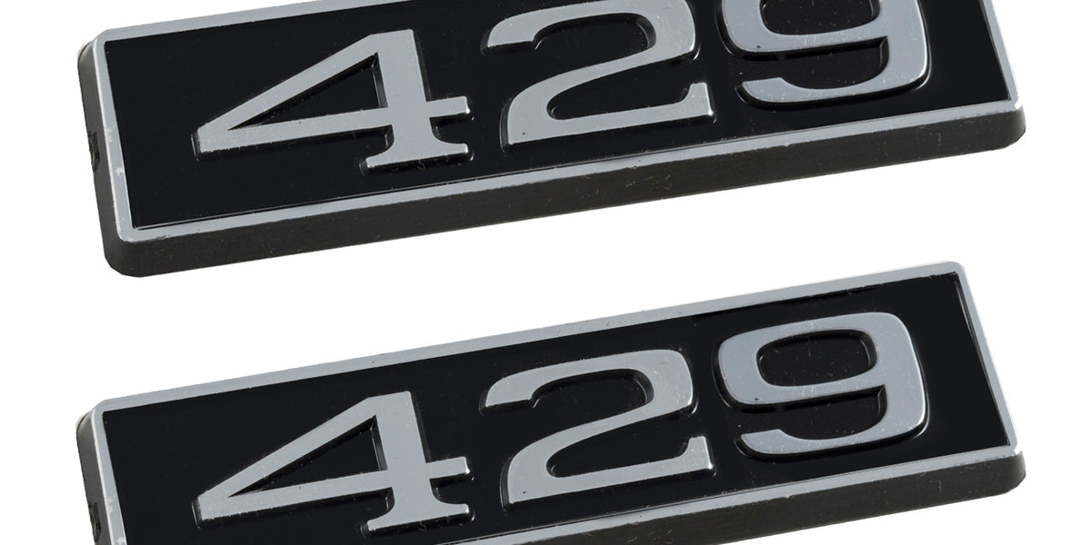 429 Ford Mustang 3.25" Engine Hood Scoop Emblems Badges Pair Black & C ...
