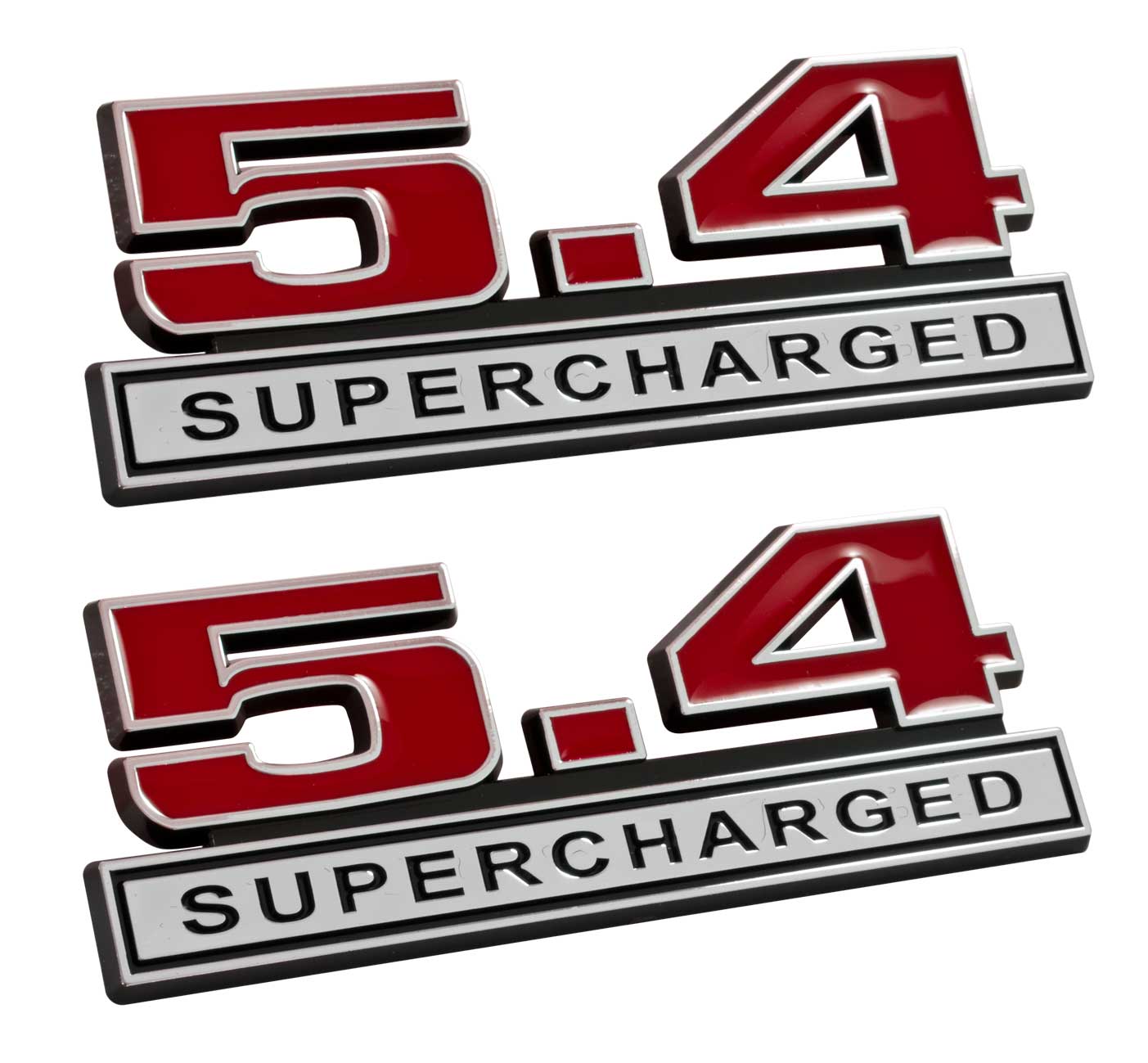 Mustang Shelby GT500 Red 5.4 Supercharged Emblem Badge with Chrome Tri ...