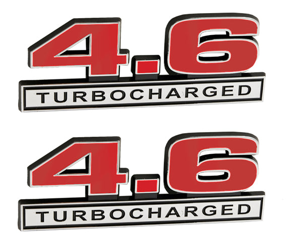 4.6 Liter Turbocharged Engine Emblems Badges in Chrome & Red - 5" Long ...