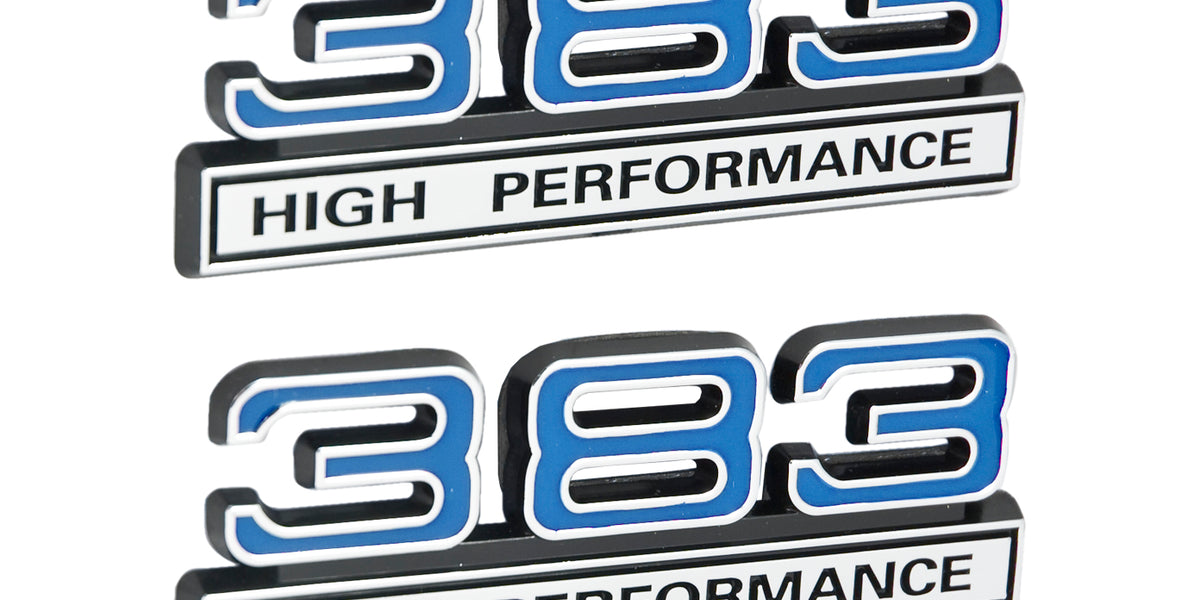 383 High Performance 6.3L Engine Emblems Badges in Chrome & Blue - 4 ...