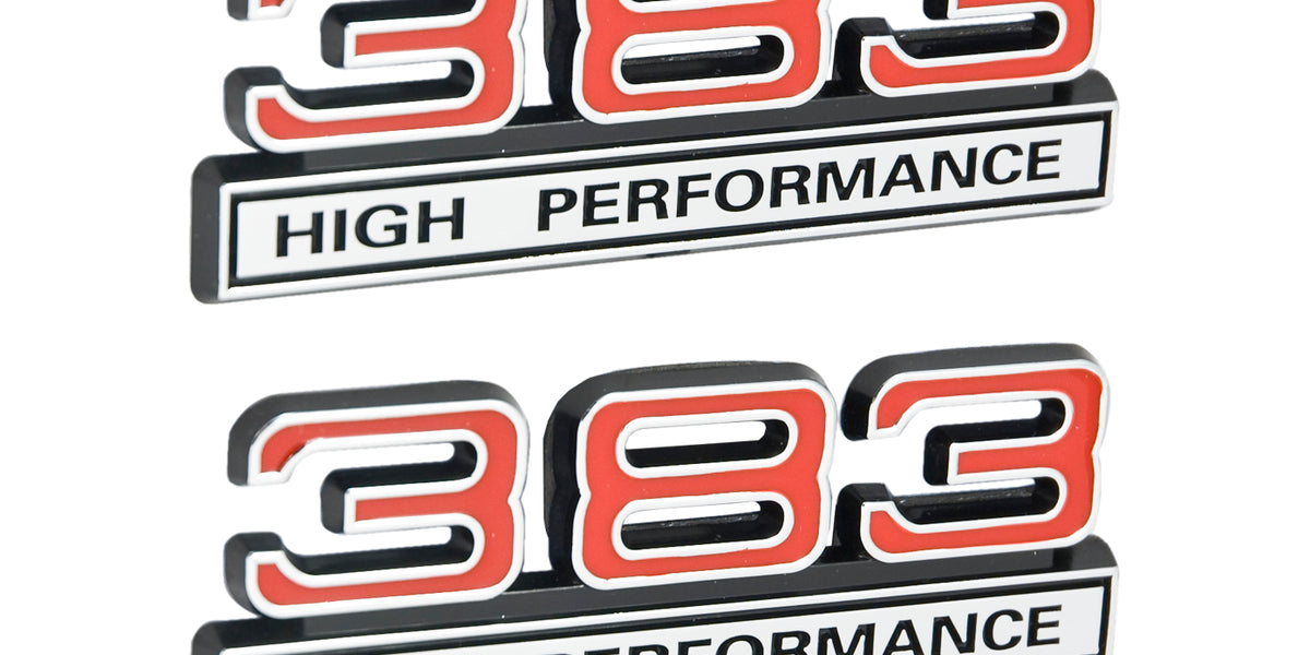 383 High Performance 6.3L Engine Emblems Badges in Chrome & Red - 4" L ...