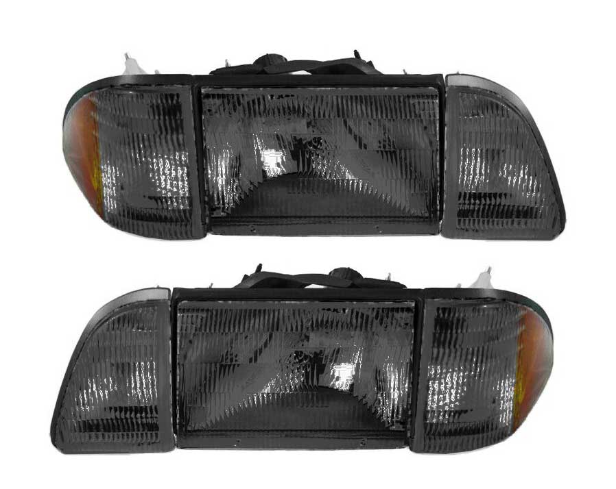 1987-1993 Mustang GT LX Smoked Amber 12 Piece Complete Headlights Head ...