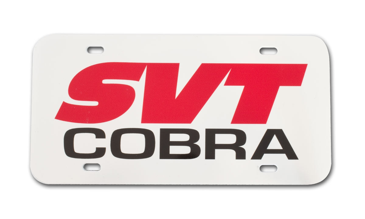 Mustang SVT Cobra Front or Rear Plastic License Plate - Red & White ...