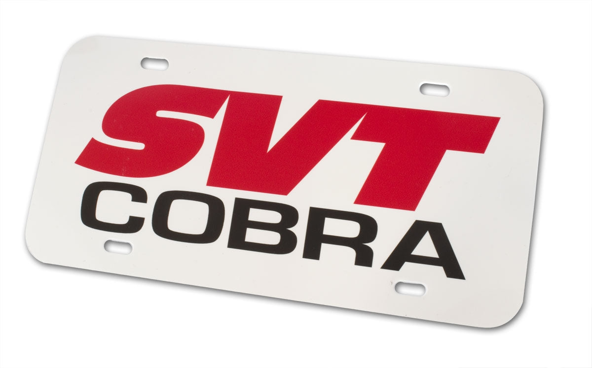 Mustang SVT Cobra Front or Rear Plastic License Plate - Red & White ...