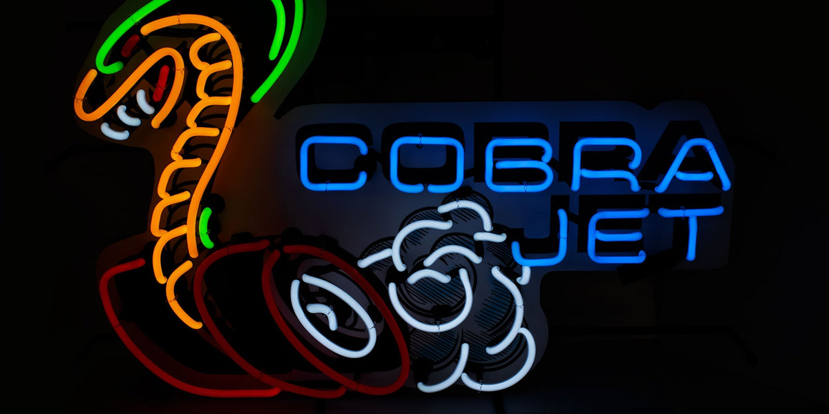 Ford Mustang Cobra Jet Snake 30" x 21" Neon Light Up Garage Wall Sign ...