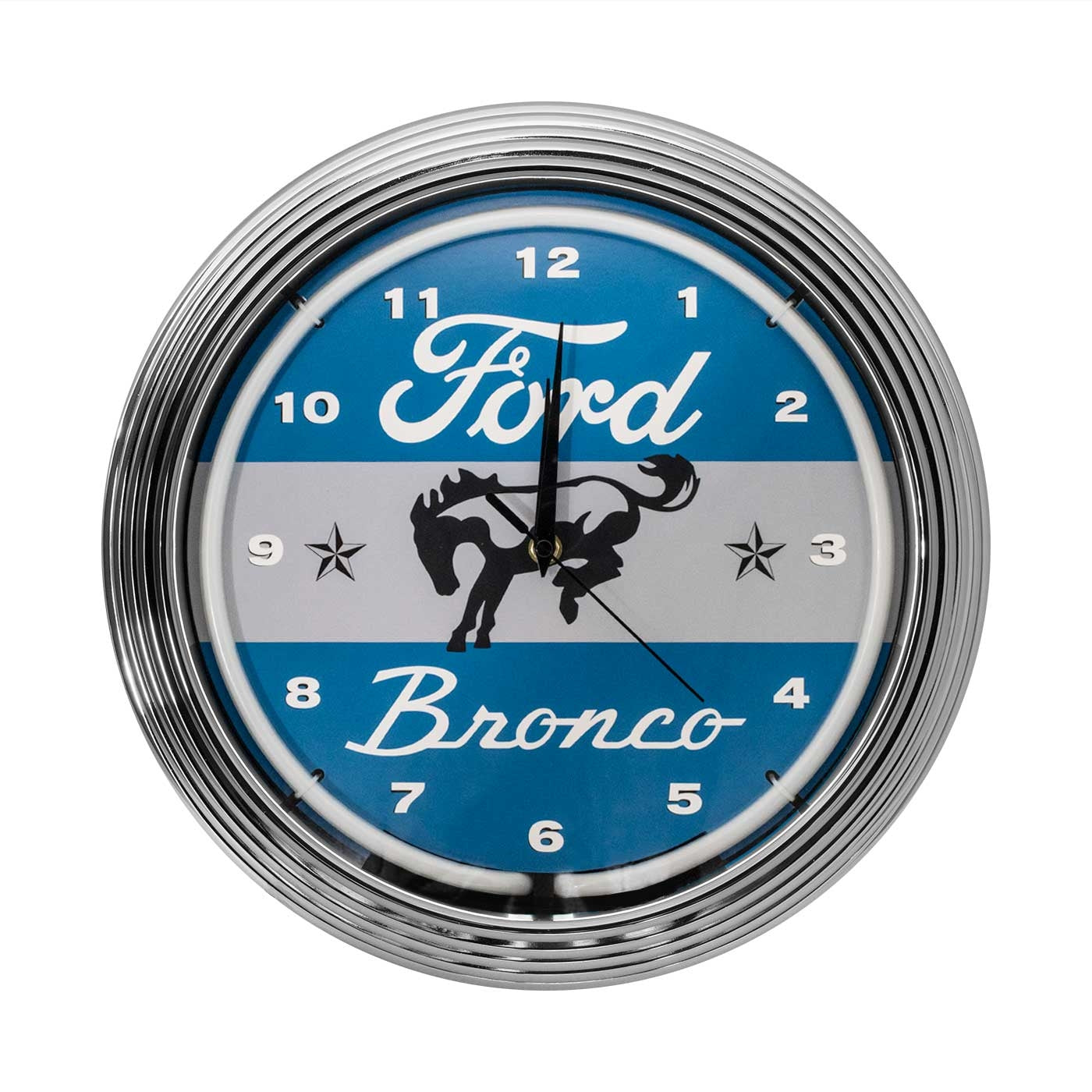 Ford Bronco White & Blue Light Up Neon Garage Man Cave Wall Clock w/ C ...
