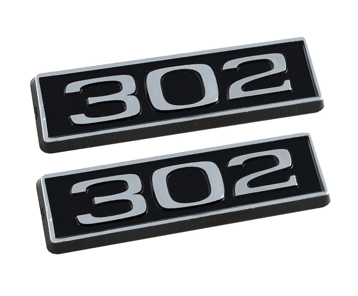 302 Ford Mustang 3.25" Engine Hood Scoop Emblems Badges Pair Black & C ...