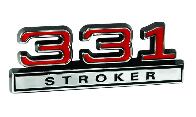 1965-1995 Ford Truck Mustang Red & Chrome 331 Stroker Emblem 4" x 1.5 ...