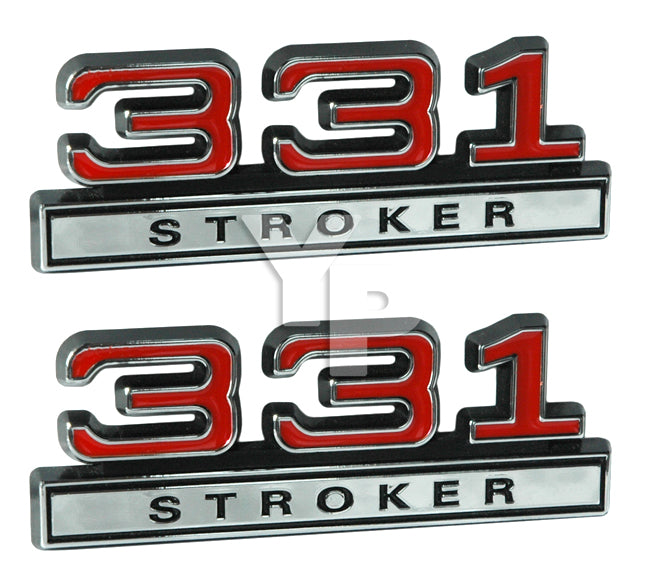 331 Stroker Logo 5.4 Liter Engine Chrome & Red Small Block Emblems 4 ...