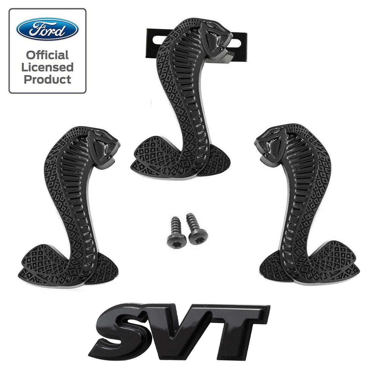 1994-2004 Ford Mustang Two Tone Black Cobra Snake & SVT Emblems Set of ...