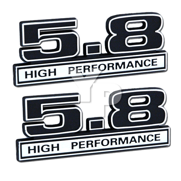 5.8 Liter 351 Engine High Performance Emblems in Chrome & Black - 5" L ...