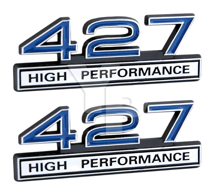 427 7.0 Liter Engine High Performance Emblems in Chrome & Blue - 4" Lo ...
