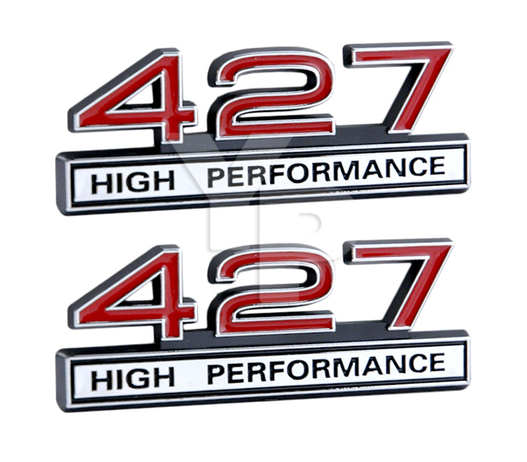 427 7.0 Liter Engine High Performance Emblems in Chrome & Red - 4" Lon ...
