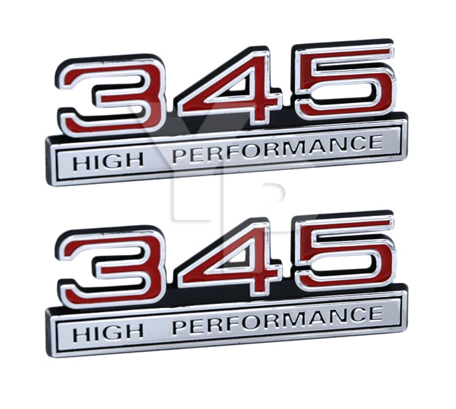 Red & Chrome 345 High Performance Emblem Badge Logo with Chrome Trim ...