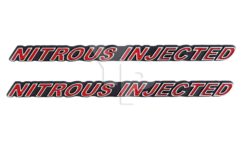 NOS Nitrous Injected Engine Fender Emblems in Chrome Trim & Red - 7" L ...