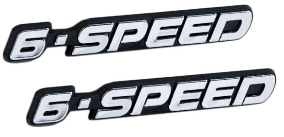 Chrome & Black 6 Speed Manual Transmission Emblems Badge Logo - 4.5" L ...