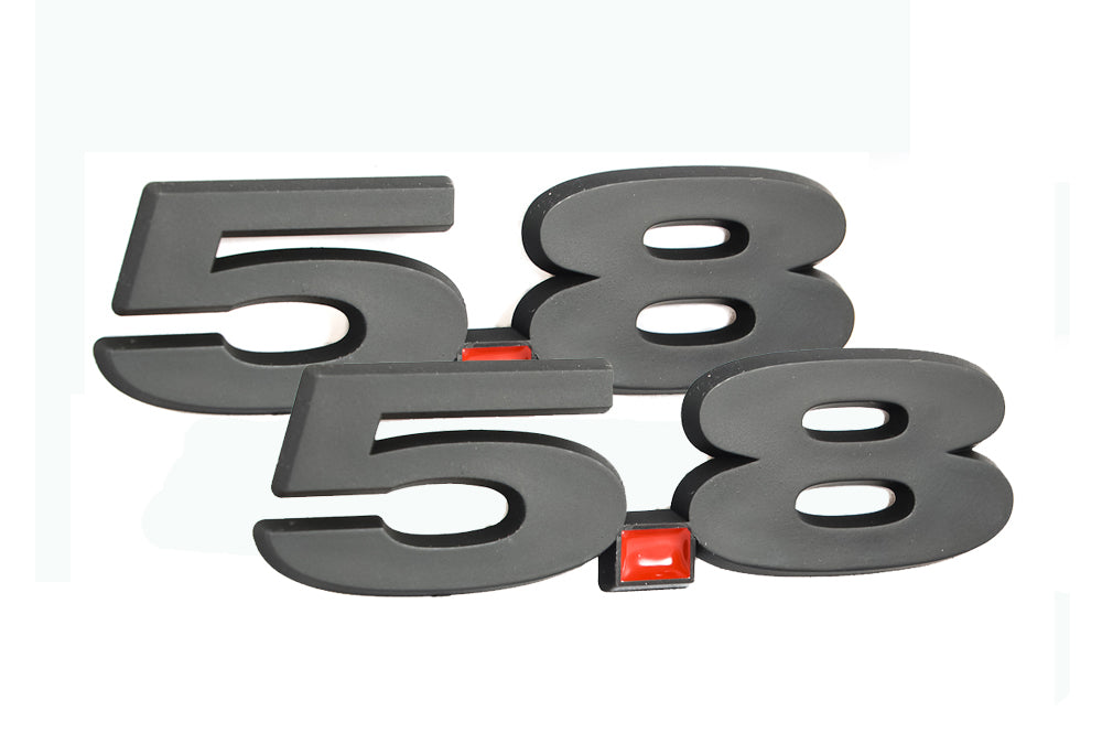 5.8 Liter 351 Flat Matte Black Emblems Badges w/ Red Insert - 5.25" Lo ...