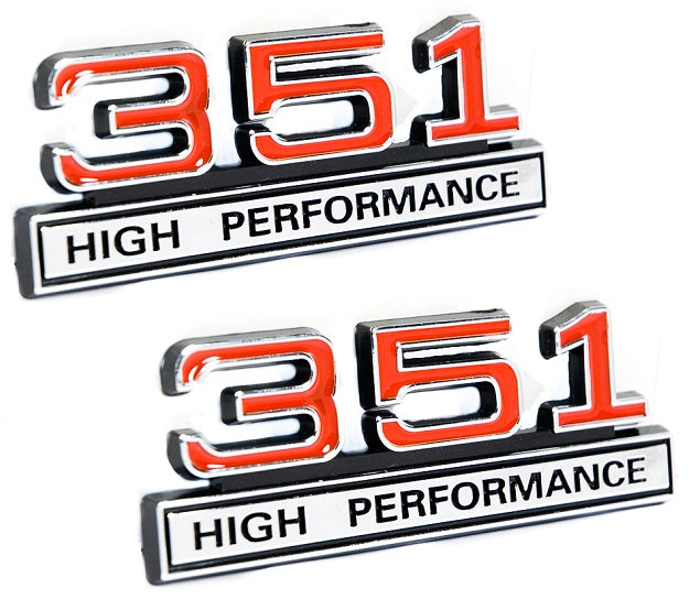 351 5.8 Engine High Performance Emblems in Red & Chrome Trim - 4" Long ...
