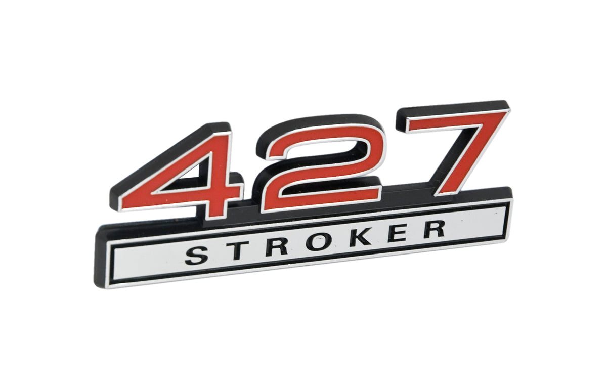 Ford Mustang Red & Chrome 427 427ci Stroker Fender Emblem Badge 4" x 1 ...