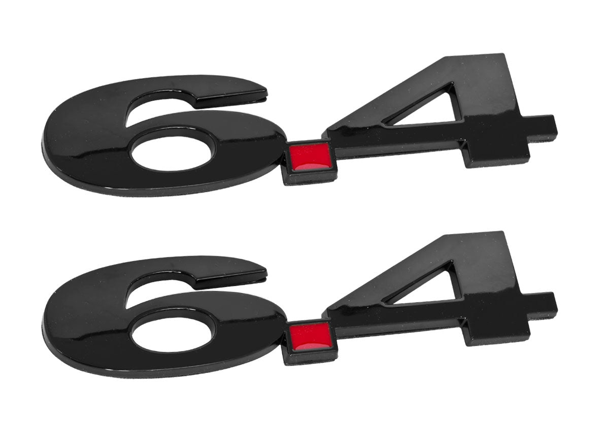 Ford Truck Gloss Black 6.4 6.4L Liter Fender Emblems w Red Decimal Poi ...