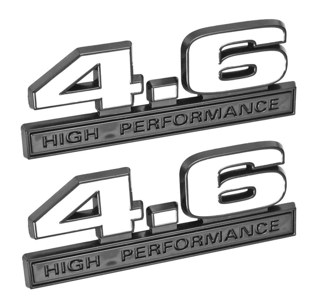 Ford Mustang White 4.6 High Performance 5" Fender Emblems w/ Black Tri ...