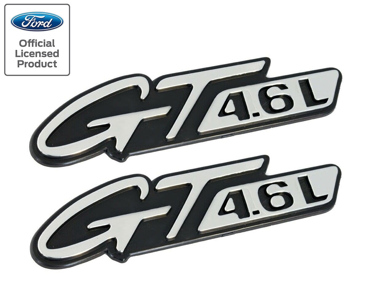 1996-1998 Mustang GT 4.6L Chrome & Black Fender Side Emblems Badges Pa ...
