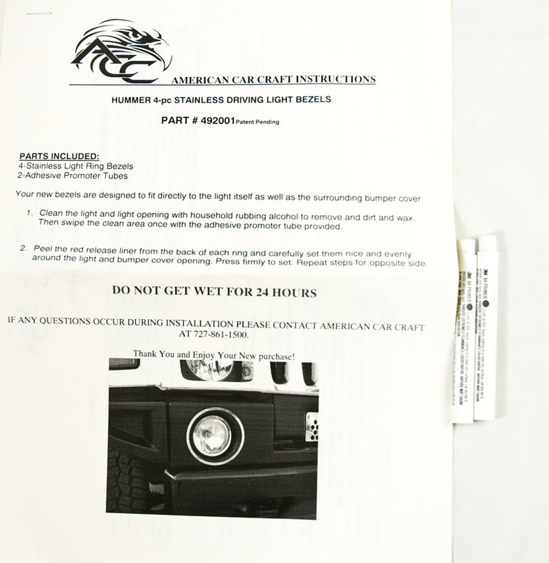 2003-2009 Hummer Humvee H2 Polished Stainless Lower Driving Light Trim ...